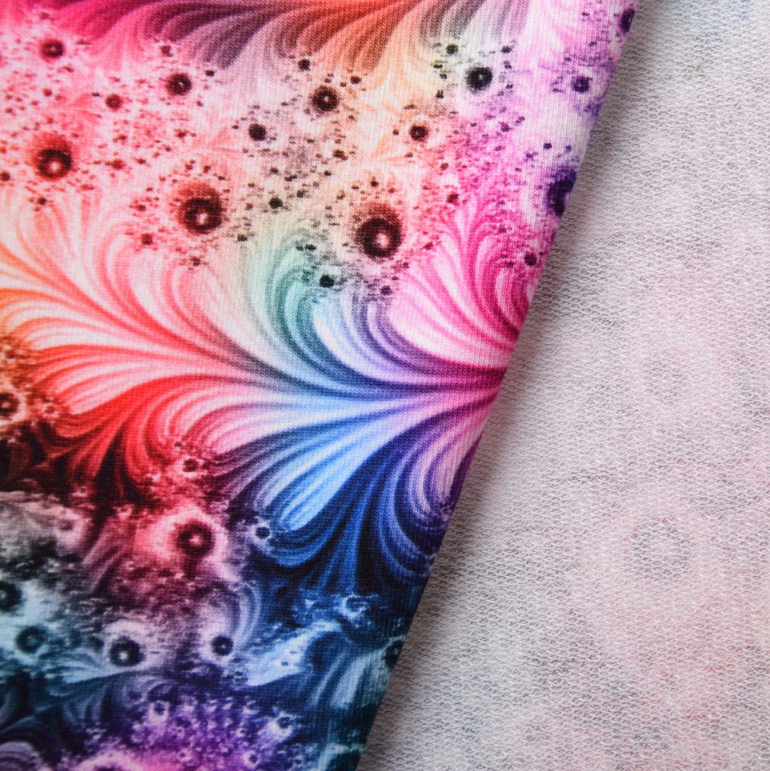 Teplákovina French Terry s digitálním potiskem barevných ornamentů AP2023.944.17 | Terry Moda