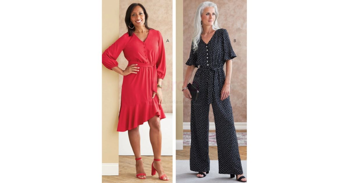 Střih Butterick na dámské šaty a overal ve vel. 42-50 B6779-F5 | Terry Moda